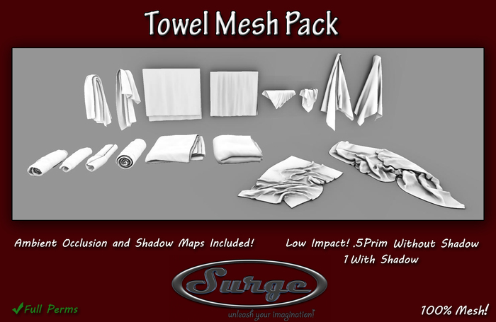 Second Life Marketplace - Towel Mesh Pack - Full Permission - Low ...