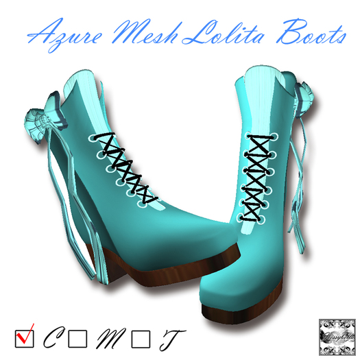 Second Life Marketplace - Full Mesh Azure Blue Boots