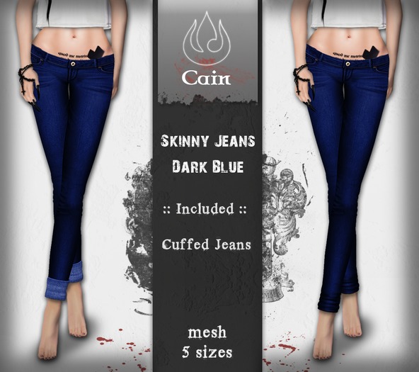 Second Life Marketplace - Cain - Skinny Jeans - Dark Blue