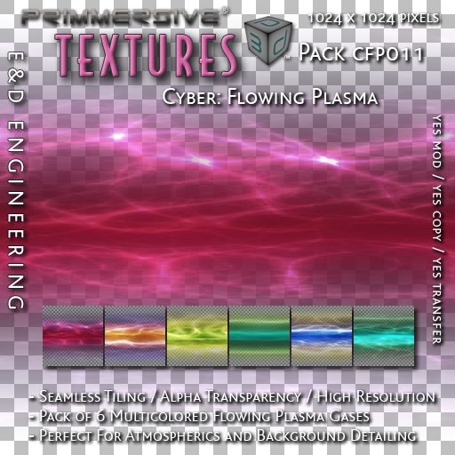 Second Life Marketplace - [CFP011] 6 1024px Colorful Flowing Plasma ...