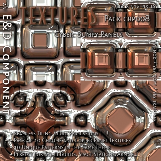 Second Life Marketplace - [CBP008] 10 Chrome and Copper Cyber Wall ...