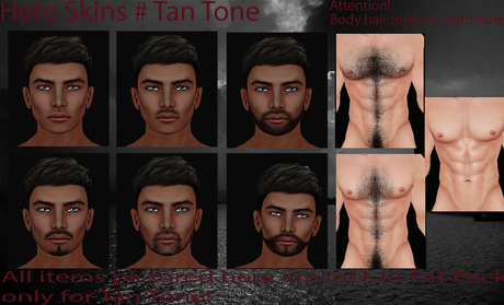 Second Life Marketplace - Masculine - Hero Tan Tone # FAT PACK