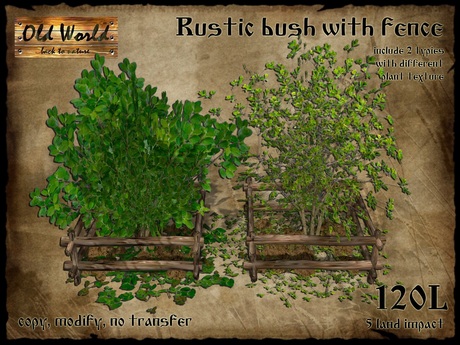 Second Life Marketplace - Rustic bush with fence - Old World - Sculpt ...