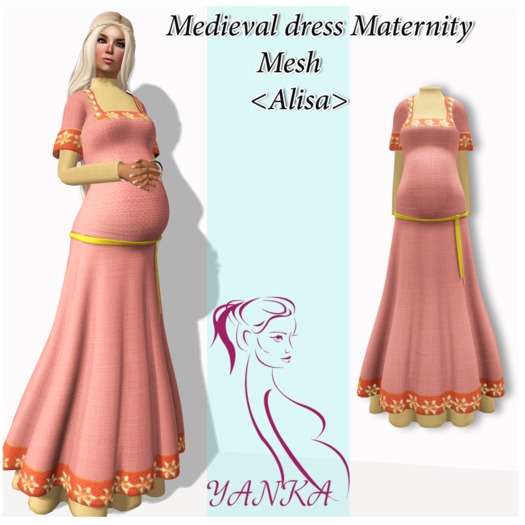 Second Life Marketplace - Medieval dress Maternity Mesh Red