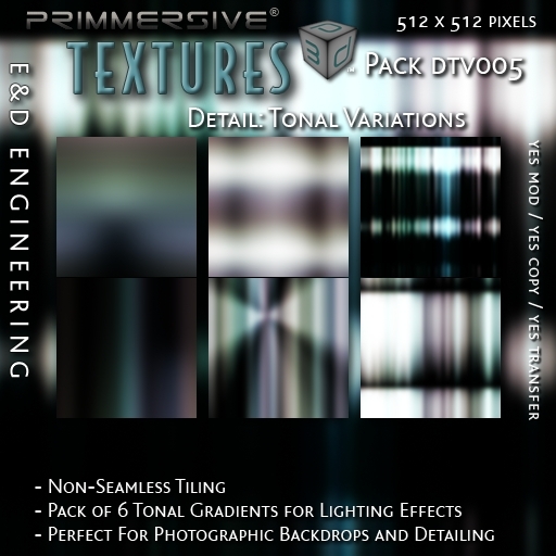 Second Life Marketplace - [DTV005] 6 512px Tonal Gradients for Lighting ...