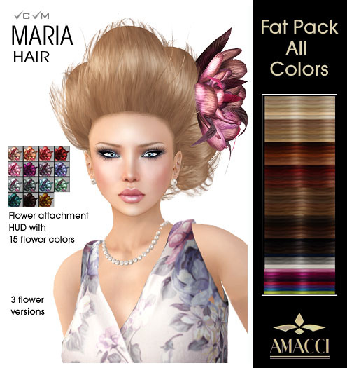 Second Life Marketplace - Amacci Hair ~ Maria - Fat Pack All Colors