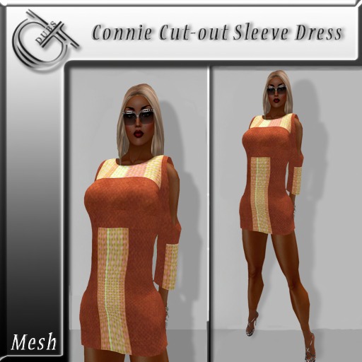 Second Life Marketplace - CONNIE CUT-OUT SLEEVE DRESS RUST