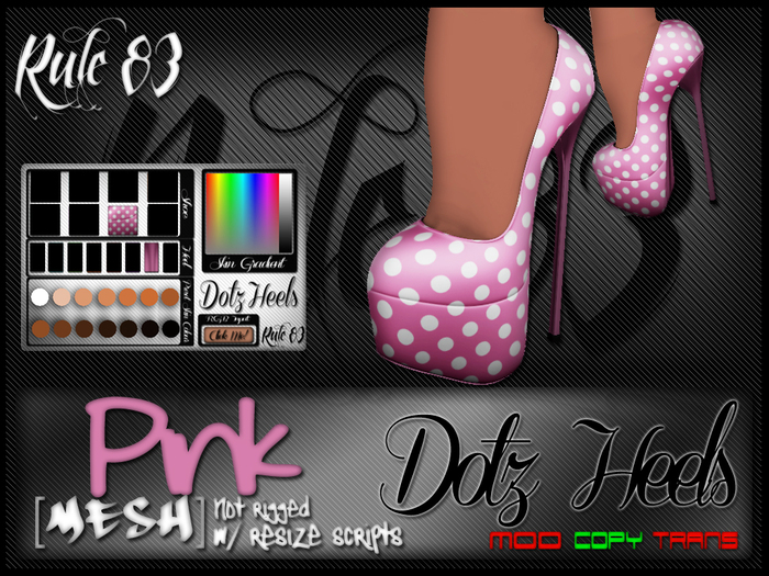 Second Life Marketplace - R.83 - Pink - Dotz Heels
