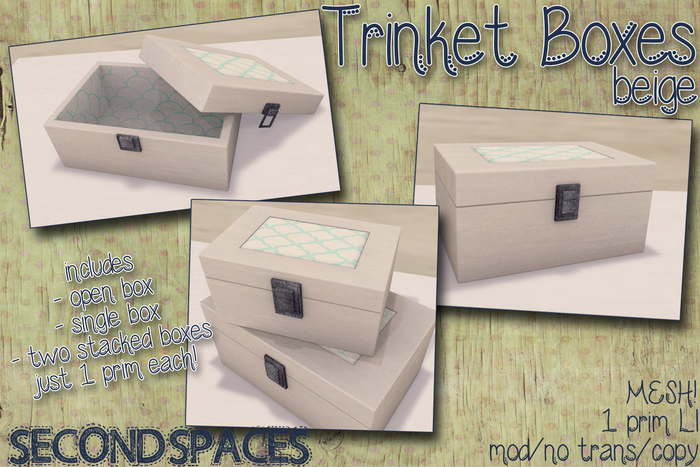 Second Life Marketplace - *SS* trinket boxes - beige (bxd1)