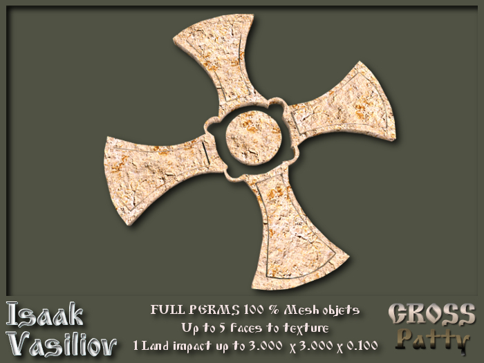 Second Life Marketplace - Cross Patty - FULL PERMS Mesh - 1 land impact