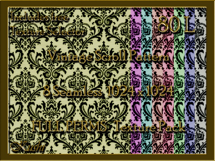 Second Life Marketplace - *Kushi* Vintage Scroll Seamless Texture Pack ...