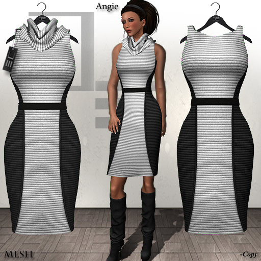 Second Life Marketplace - DE Designs - Angie - Ribbed - White Black