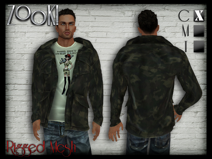 Second Life Marketplace - ZK! Urban Casual Jacket (Rigged Mesh) Green Camo