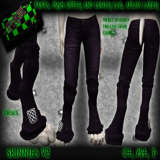 Second Life Marketplace - Skinny Punk, Furry Digi pants v2 Purple