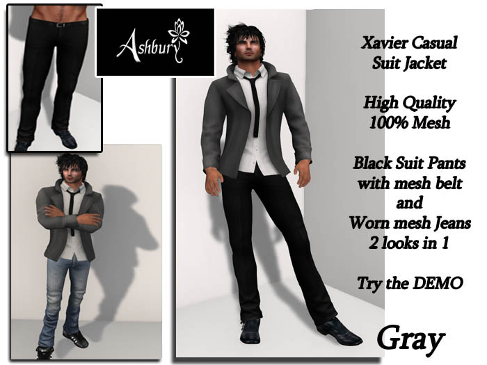 Second Life Marketplace - Xavier by Ashbury Mesh Casual Suit-Gray