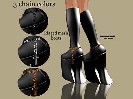 Second Life Marketplace - Mesh platform boots Silver
