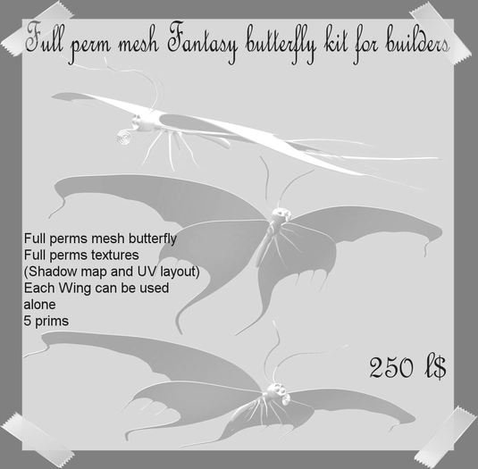 Second Life Marketplace - Full Perm Mesh Fantasy butterfly kit for builders