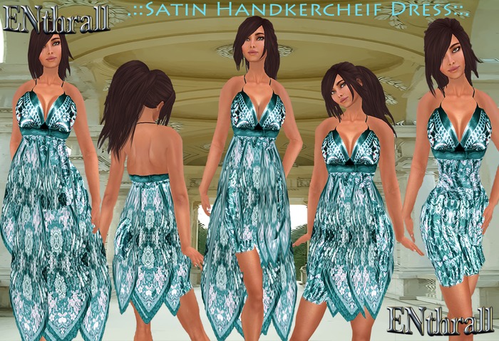 Second Life Marketplace - Enthrall ::. Satin Handkerchief dress - Cyan