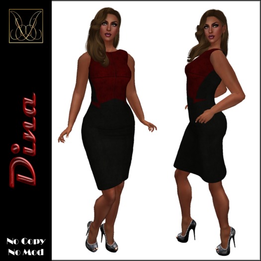 Second Life Marketplace - JCD Dina Red Leather/Suede Mesh Dress