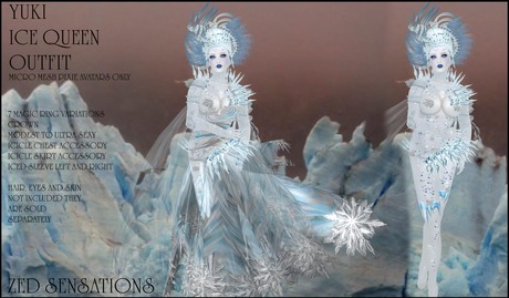 Second Life Marketplace - Zed Sensations*.Yuki Ice Queen Gown micro ...