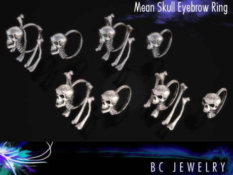 Second Life Marketplace - BC Jewelry Skull Eyebrow Ring or Piercing