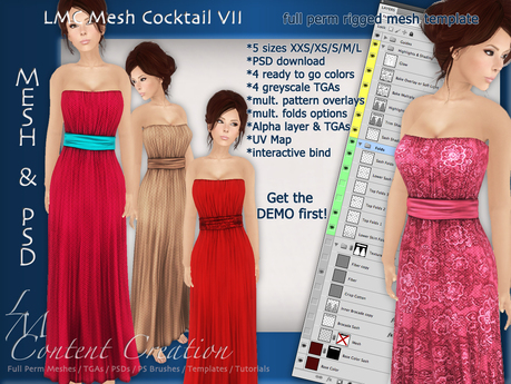 Second Life Marketplace - LMC Mesh Templates - Cocktail Gown VII ...
