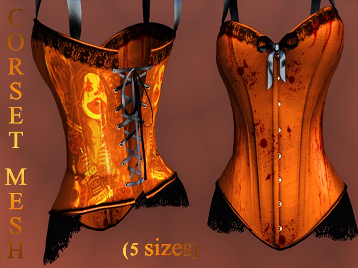 Second Life Marketplace - %ChimHair% Mesh Corset Bloody Orange Halloween