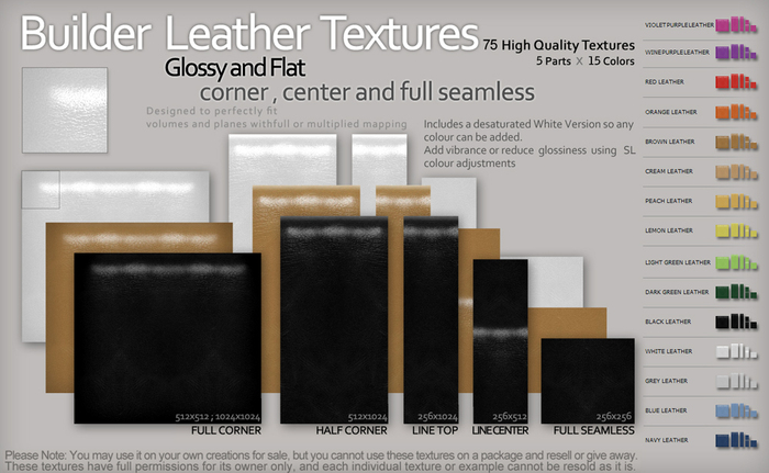 Second Life Marketplace - Leather Textures - Full Perms
