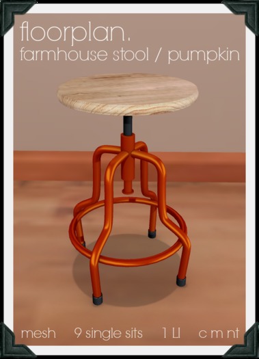 Second Life Marketplace - floorplan. farmhouse stool / pumpkin [ boxed ]