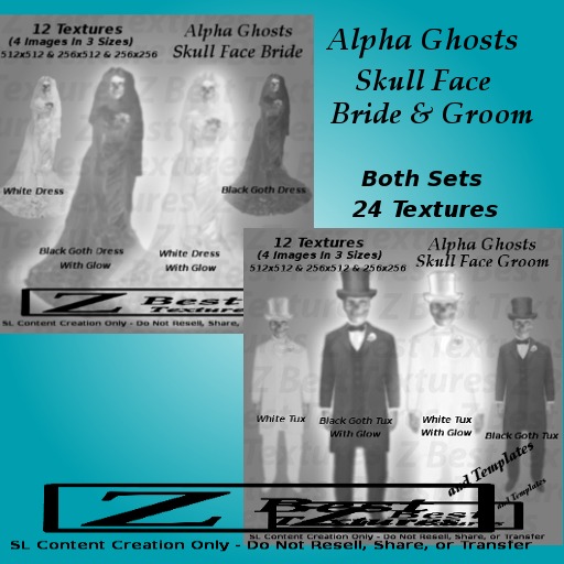 Second Life Marketplace - Z Best Textures - Alpha Ghosts Skull Face ...