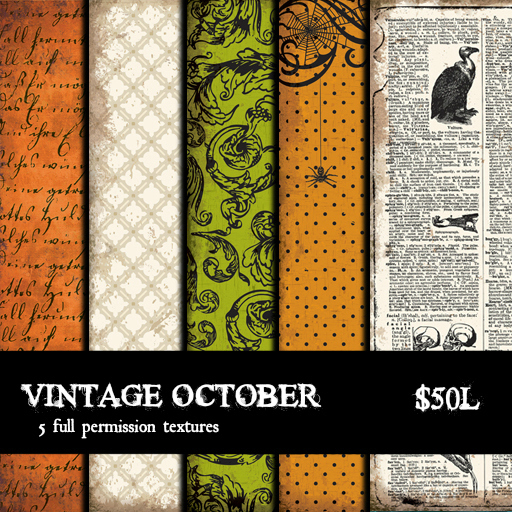 Second Life Marketplace - Vintage October Halloween Aged Grunge Full ...