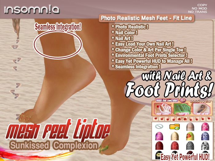 Second Life Marketplace - insomn!a - Fit Line Mesh Feet [Tiptoe ...