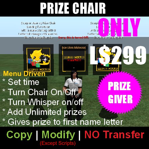 Second Life Marketplace - Prize Chair - lucky chair - gift chair