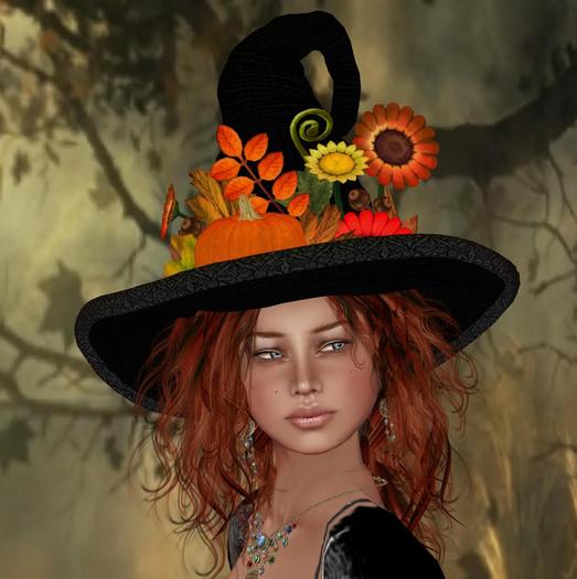 Second Life Marketplace - The Mad Hattery Autumn Harvest Witches Hat ...