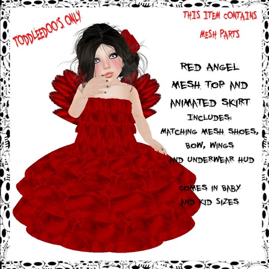 Second Life Marketplace - Red Angel Mesh Top with Animated Skirt for ...
