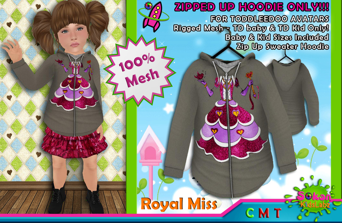 Second Life Marketplace - [SKL] Toddleedoo Royal Miss Mesh Zip Up ...