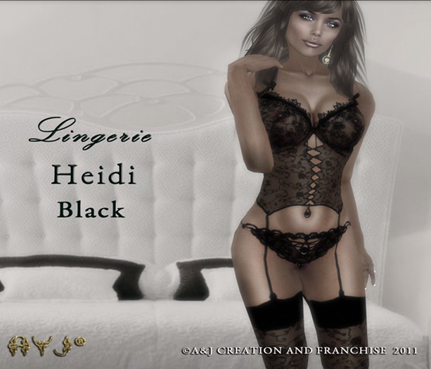 Second Life Marketplace - !!SENSUALITY & STYLE IN LINGERIE FOR WOMEN!! MOD. HEIDI BLACK -PROMO ...