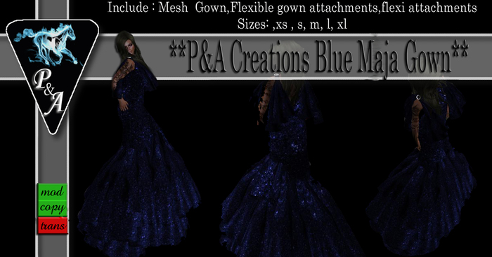 Second Life Marketplace - **P&A Creations Blue Maja Gown**