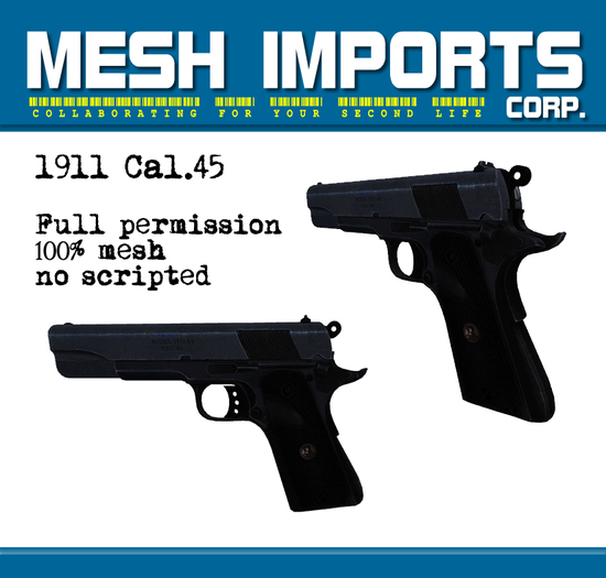 Second Life Marketplace - Mesh Imports -1911 pistol BOX