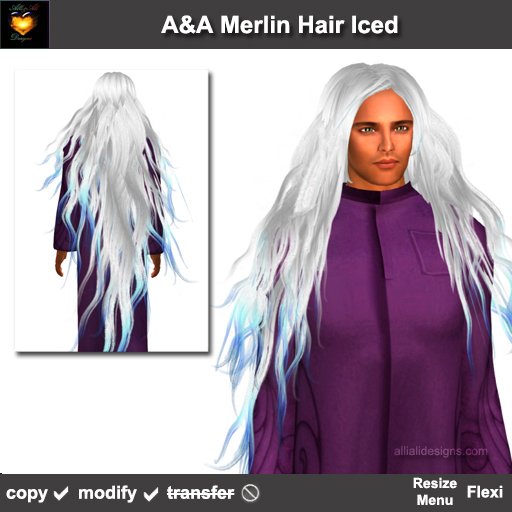 Second Life Marketplace - A&A Merlin Hair Iced. Very long hair, wavy ...
