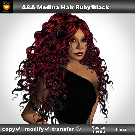 Second Life Marketplace - A&A Medina Hair Ruby Black (Special Color ...