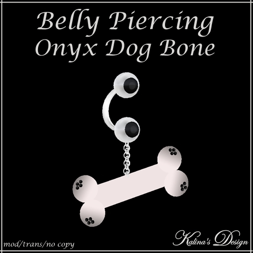 Second Life Marketplace - Belly Piercing - Onyx Dog Bone