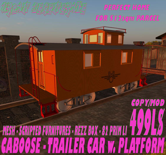 Second Life Marketplace - CABOOSE TRAILER CAR HOME