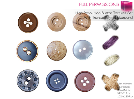 Second Life Marketplace - Full Perm High Resolution Button Textures Set ...