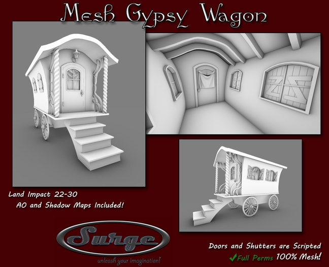 Second Life Marketplace - Mesh Gypsy Wagon - Full Permission - AO ...