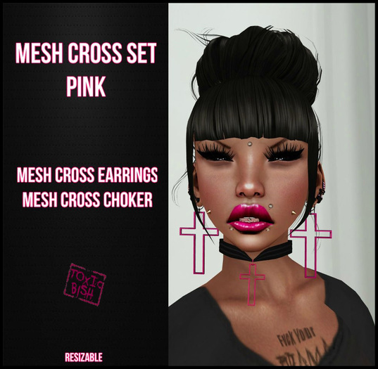 Second Life Marketplace - Mesh Cross Set PINK
