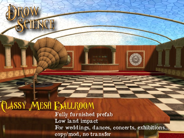 Second Life Marketplace - Drow Science Classy Mesh Ballroom Skybox