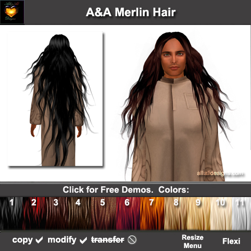 Second Life Marketplace - A&A Merlin Hair 11 Colors Variety Pack. Very ...