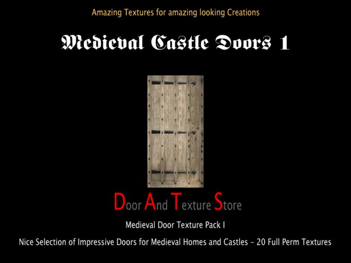 Second Life Marketplace - DATS MEDIEVAL DOOR TEXTURES CASTLE DOOR ...