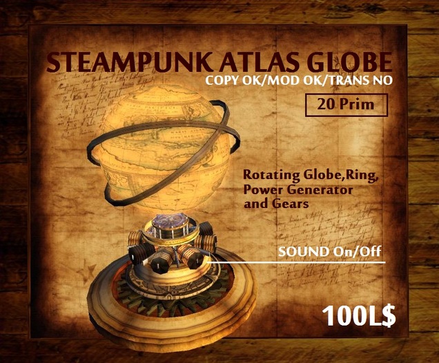 Second Life Marketplace - **JPK Steampunk Atlas Globe BOX